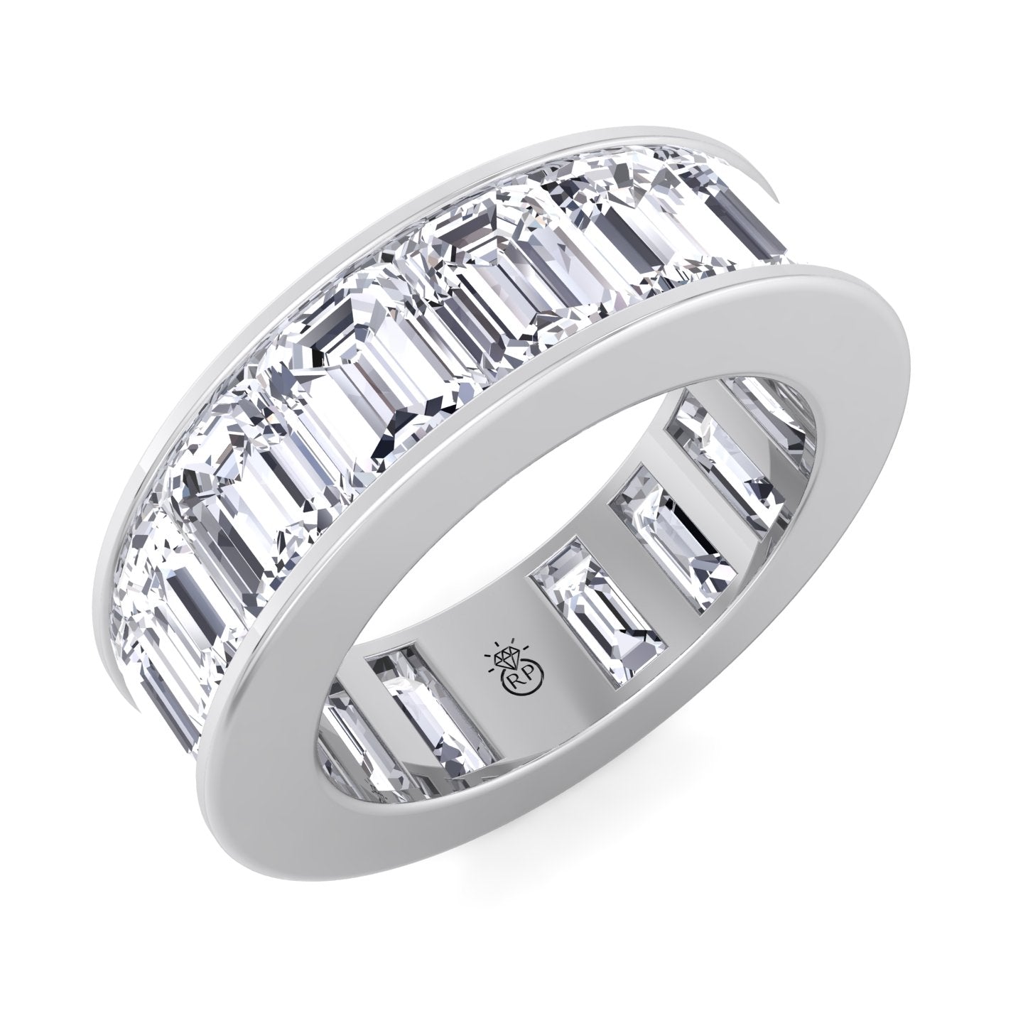 Myrtle - Emerald Cut Channel Set Eternity Band – The Ring Pal