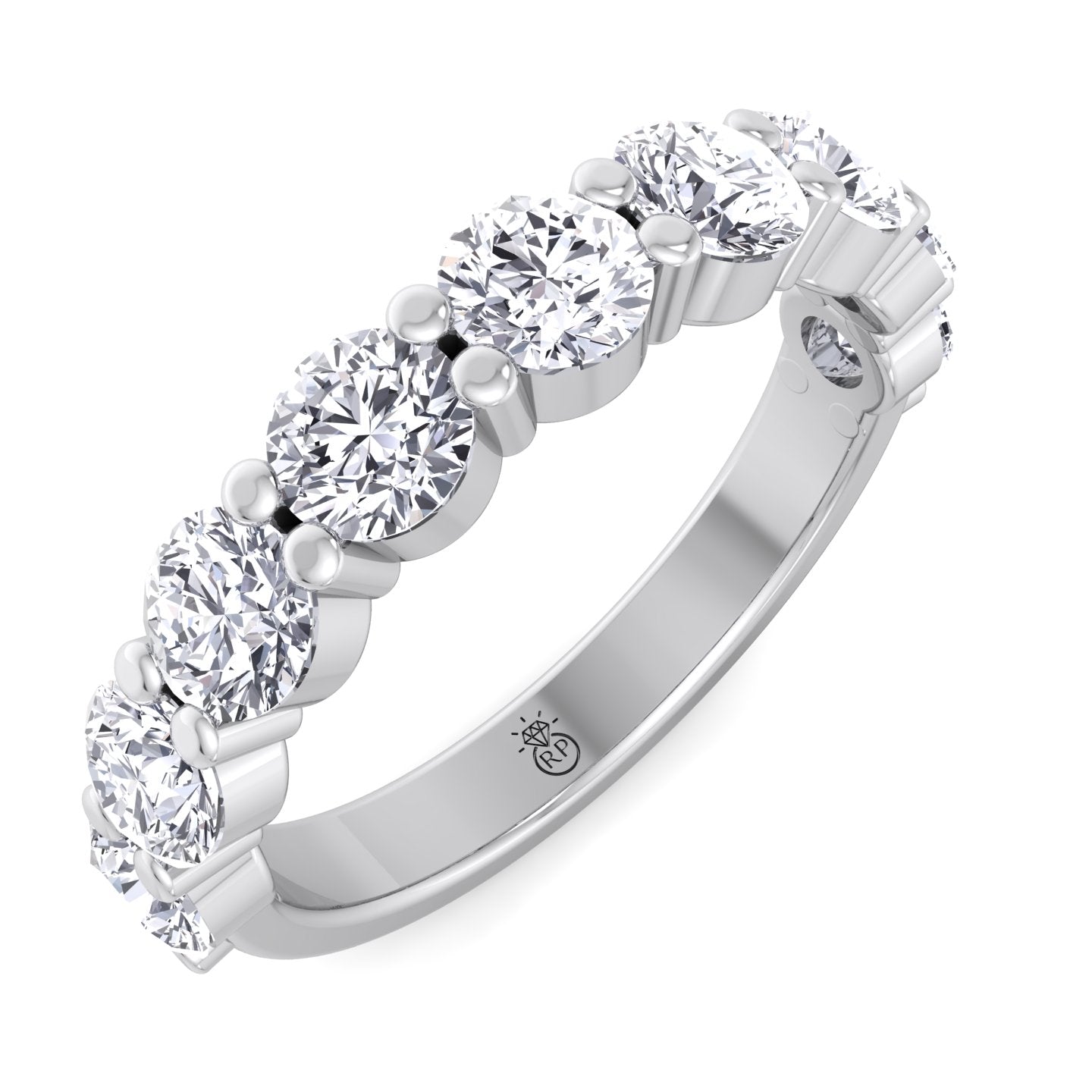 Manu - Round Cut Semi/Halfway Eternity Band – The Ring Pal